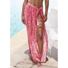 Wickelrock s.Oliver, Damen, Gr. 40, rot (rot bedruckt), Web, Obermaterial: 60% Viskose, 40% Polyester, bedruckt, figurumspielend lang, R&ouml;cke Wickelrock, mit Alloverprint, Midirock, Strandrock