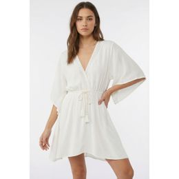 O`Neill Strandkleid O'NEILL "ESSENTIALS TOKEENA COVER UP", Damen, Gr. L (40), N-Gr, snow wei&szlig;, Obermaterial: 100% Viskose, Kleider Strandkleid, mit Spitzendetails am Ausschnitt, locker sitzender Schnitt