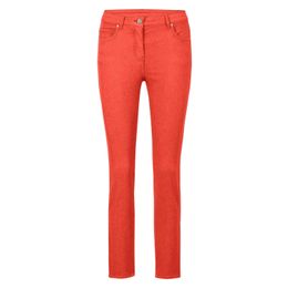7/8-Hose GOLDNER "Schmale Stretchhose BELLA", Damen, Gr. 44, N-Gr, rot (hagebutte), Obermaterial: 65% Baumwolle CO. 31% Polyester PES. 4% Elasthan EL., normal, Hosen 7/8-Hose, Ohne