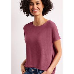 T-Shirt Street One, Damen, Gr. 34, schwarz clouded blush, Stoff, 95% Viskose, 5% Elasthan, unifarben, comfort fit normal, Rundhals, abgesteppt, Shirts T-Shirt, mit Rundhalsausschnitt