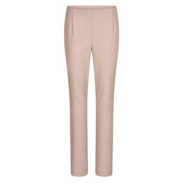 Chinohose GOLDNER "Kurzgr&ouml;&szlig;e Jerseyhose mit Schlupfbund", Damen, Gr. 25, K-Gr, beige (stein), Obermaterial: 78% Baumwolle CO. 18% Polyester PES. 4% Elasthan EL., Hosen Chinohose, Reissverschlu&szlig;-Optik