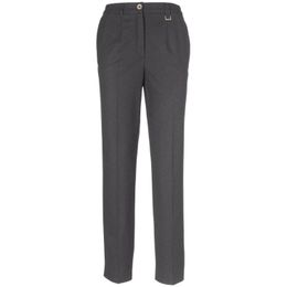 Stoffhose GOLDNER "B&uuml;gelfaltenhose mit Teildehnbund", Damen, Gr. 44, N-Gr, grau (anthrazit), Obermaterial: 63% Polyester PES. 34% Viskose CV. 3% Elasthan EL., normal, Hosen Stoffhose, Dekoelement an der G&uuml;rtelschlaufe