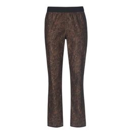 Chinos GOLDNER "Wendedruckhose Louisa", Damen, Gr. 40, N-Gr, schwarz (schwarz, dunkle pflaume, gebl&uuml;mt), Obermaterial: 60% Baumwolle CO. 37% Polyester PES. 3% Elasthan EL., Hosen, Wendehose: 1 Seite gebl&uuml;mt, 1 Seite uni