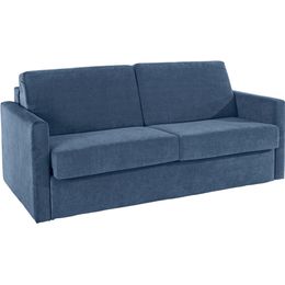 Schlafsofa Home Affaire "GOLDPOINT 182cm, Dauerschl&auml;fer, Liegefl&auml;che 140/200 cm", blau, B:182cm H:85cm T:100cm, Samtoptik (100% Polyester);Struktur (100% Polyester), Sofas, Schlafsofa, 3-Sitzer mit Dauerschl&auml;fer-Funktion, Bonell-Federkernmatratze
