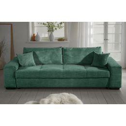 Schlafsofa Collection AB "Kreta, B: 248 cm, Liegefl. 137x195 cm", flaschengr&uuml;n, B:248cm H:43cm T:87cm, 100%Polyester, Sofas, Schlafsofa, Bettfunktion, Bettkasten & 2 Zierkissen, optional mit Topper
