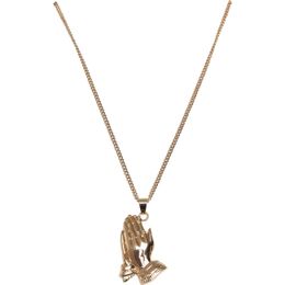 Edelstahlkette Urban Classics "Urban Classics Unisex Pray Hands Necklace", gold, Halsketten, Damen, onesize, Edelstahlkette