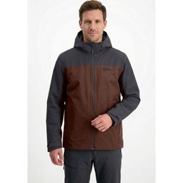 3-in-1-Funktionsjacke Jack Wolfskin "TAUBENBERG 3IN1 JKT M", Herren, Gr. M, braun (hot choc), Obermaterial: 100% Polyester, normal, hoch geschlossener Ausschnitt, mit verstellbarem Klettverschluss, Jacken, 3in1, wasserdicht, winddicht, &Uuml;bergangsjacke