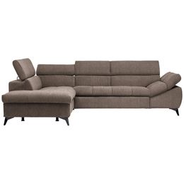 Stylife Ecksofa, Taupe, Textil, Uni, 4-Sitzer, Ottomane links, L-Form, 279x210 cm, Stoffauswahl, seitenverkehrt erh&auml;ltlich, Bettfunktion Hocker R&uuml;cken echt, Wohnzimmer, Sofas & Couches, Wohnlandschaften, Ecksofas