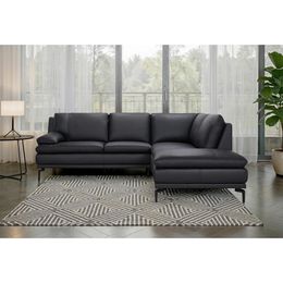 Mid.you Ecksofa, Schwarz, Leder, Echtleder, B&uuml;ffelleder, 248x221 cm, Wohnzimmer, Sofas & Couches, Sofas, Ledersofas
