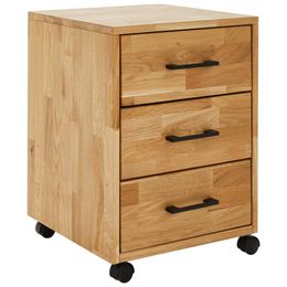 Linea Natura Rollcontainer, Eiche, Holz, Wildeiche, massiv, 3 Schublade(n) Schubladen, 40x57x42 cm, Fsc, Arbeitszimmer, Container, Rollcontainer