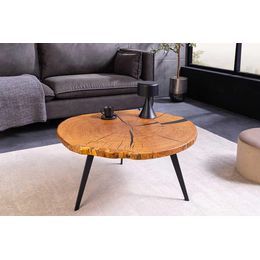 Riess Ambiente Runder Couchtisch ARBOR 75cm natur Eiche Massivholz schwarz Metall Beistelltisch Riess-Ambiente Sofatisch Wohnzimmertisch