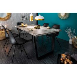 Riess Ambiente Moderner Esstisch LOFT 120cm grau Beton-Design schwarze Metallbeine Kufengestell Riess-Ambiente Esszimmertisch K&uuml;chentisch rechteckig 4 Personen