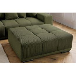 Riess Ambiente Moderner Hocker ELEGANCIA 110cm gr&uuml;n Cord mit Ziersteppung Riess-Ambiente