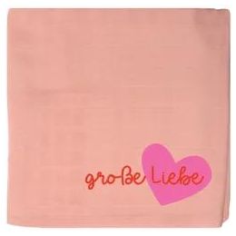 Spucktuch Liliput "gro&szlig;e Liebe", Baby, rot (apricot), 70% Bambus-Viskose, 30% Baumwolle, Schnuffelt&uuml;cher, aus besonders weichem Materialmix