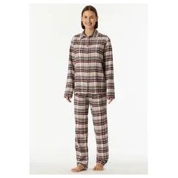 Schlafanzug Schiesser "Familiy", Damen, Gr. 46, 913, multicolor 2, Web, Obermaterial: 100% Baumwolle, bequem lang, ohne Ausschnitt, Homewear-Sets Schlafanzug, kariert, Kn&ouml;pfe vorn, Baumwolle, lang&auml;rmelig