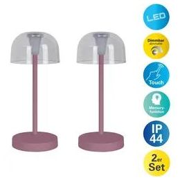 N&auml;ve N&Auml;VE LED Tischleuchte "Gomba 18,5 cm", lila (lavendel), 1, &Oslash; 8cm H: 18,5cm, 2 Stk., Leuchten, 2er Set, aufladbar, USB Kabel, Memoryfunktion, stufenlos dimmbar, LED Tischleuchte