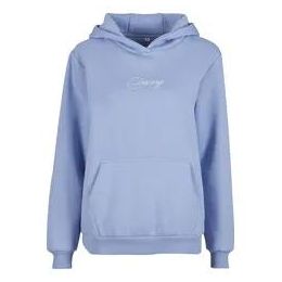 Kapuzenpullover MISS TEE "Miss Tee Dreamy Wording Ladies Fluffy Hoody", Damen, Gr. XS, powderblau, 70% Baumwolle, 30% Polyester, mehrfarbig, loose fit, ohne Ausschnitt, Pullover Kapuzenpullover