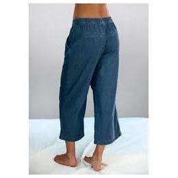 H.I.S. Culotte H.I.S, Damen, Gr. 32/34, N-Gr, jeansblau, Obermaterial: 65% Lyocell, 35% Baumwolle, unifarben, Basic, figurumspielend ca. Mitte Wade, Hosen Culotte, weit geschnitten, in Denim Optik