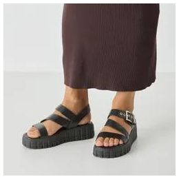Plateausandale Tamaris, Damen, Gr. 37, schwarz, Lederimitat, Schuhe, Sommerschuh, Plateausandalale in veganer Verarbeitung