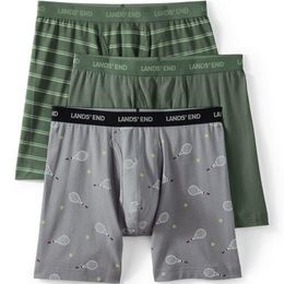 LANDS' END Komfort-Boxershorts (3er-Set), Herren,  Gr&uuml;n, Baumwolle/Elasthan/Baumwolle Modal, by Lands' End