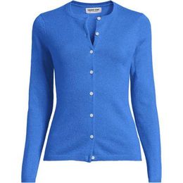 LANDS' END Kaschmir-Cardigan mit rundem Ausschnitt, Damen,  Blau, Kaschmir, by Lands' End