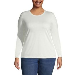 LANDS' END Supima-Shirt, Langarm, Damen,  Wei&szlig;, Baumwolle, by Lands' End