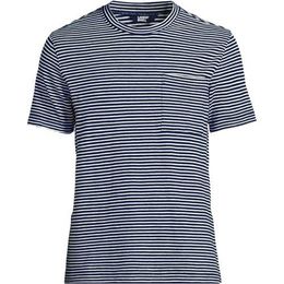 LANDS' END Kurzarm-Shirt aus Baumwoll-/Leinenmix, Herren,  Blau, Baumwolle/Leinen, by Lands' End