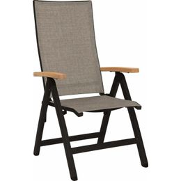 Stern Klappsessel New Top Schwarz Matt/Leinen Grau