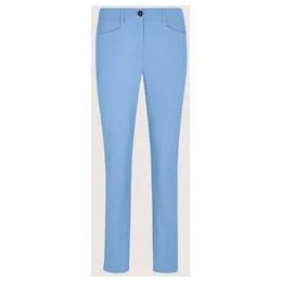 Madeleine Mode Chinohose MADELEINE "Chinohose Jerseyhose mit Formbund", Damen, Gr. 46, N + K Gr, blau (gletscherblau), Obermaterial: 97% Baumwolle CO. 3% Elasthan EL., Modern, schmal, Hosen Chinohose, leicht gepeachte Oberfl&auml;che