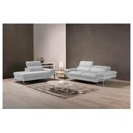 Polstergarnitur Egoitaliano "Princess Design und Sitzkomfort im Einklang, bequem und hochwertig", silber, H:95cm T:108cm, Leder CAREZZA (echtes Rindsleder) ist ein Naturleder, dass die urspr&uuml;nglichen Eigenschaften der Haut nicht ver&auml;ndert. Das Vorhandensein von verheilten Narben, K&ouml;rnungsunterschiede, Falten, Adern, Unterschiede in den Farbt&ouml;nen und andere Spuren, die die Natur auf diesen Fellen h