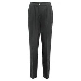 Stoffhose GOLDNER "B&uuml;gelfaltenhose mit Teildehnbund", Damen, Gr. 40, N-Gr, grau (anthrazit), Obermaterial: 63% Polyester PES. 34% Viskose CV. 3% Elasthan EL., normal, Hosen Stoffhose, Dekoelement an der G&uuml;rtelschlaufe