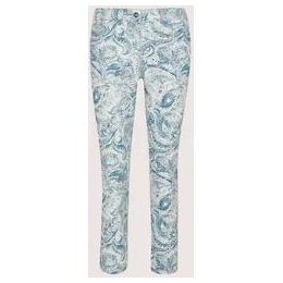 Madeleine Mode Chinos MADELEINE "Druckhose Jerseyhose mit Paisley-Muster", Damen, Gr. 44, N + K Gr, blau (rauchblau, wei&szlig;), Obermaterial: 97% Baumwolle CO. 3% Elasthan EL., Modern, schmal, Hosen, Paisley-Druckhose