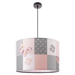 Paco Home Pendelleuchte "Cosmo 220", schwarz, 1, &Oslash; 45,5cm H: 27cm, Leuchten, Lampe Kinderzimmer Deckenlampe Rosa Schmetterling Blumen Karo E27, Pendelleuchte