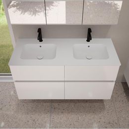 evineo ineo5 evo Unterschrank B: 120 cm mit 4 Ausz&uuml;gen, Slim-Doppelwaschtisch wei&szlig; matt,, BE0837WM+BE0960WH,