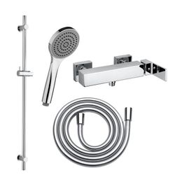 Fortis Brauseset mit Armatur, Handbrause mit 1 Strahlart, Brausestange, Brauseschlauch, 8451100PC+50129TTPC+53162150PC+15505PC,