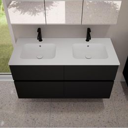 evineo ineo5 evo Unterschrank B: 120 cm mit 4 Ausz&uuml;gen, Slim-Doppelwaschtisch wei&szlig; matt,, BE0837WM+BE0960BM,
