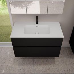 evineo ineo5 evo Unterschrank B: 100 cm mit 2 Ausz&uuml;gen, Slim-Waschtisch wei&szlig; matt,, BE0836WM+BE0958BM,