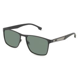 HUGO BOSS BOSS 1826/S | Herren-Sonnenbrille | Fassung: Vollrand, Quadratisch, Edelstahl, Schwarz Matt | Glasfarbe: Gr&uuml;n