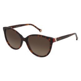 Carolina Herrera 0237/S | Damen-Sonnenbrille | Fassung: Vollrand, Cat Eye, Acetat, Havanna Rot | Glasfarbe: Braun