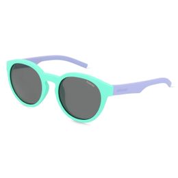 Polaroid PLD 8019/S | Kinder-Sonnenbrille | Fassung: Vollrand, Rund, Kunststoff, Blau Hell | Glasfarbe: Grau