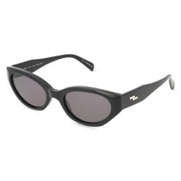 Fielmann LN 072 SUN FA SALLY | Damen-Sonnenbrille | Fassung: Vollrand, Cat Eye, Acetat Extrudiert, Schwarz Gl&auml;nzend | Glasfarbe: Grau