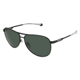 Polaroid PLD 2160/G/S/X | Herren-Sonnenbrille | Fassung: Vollrand, Pilot, Metall, Schwarz Matt | Glasfarbe: Gr&uuml;n
