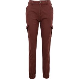 Cargohose Urban Classics "Urban Classics Damen Ladies High Waist Cargo Pants", Damen, Gr. 30, Normalgr&ouml;&szlig;en, cherry, 98% Baumwolle, 2% Elasthan, unifarben, normal, Hosen Cargohose