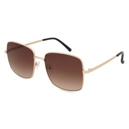 Fielmann BD 559 SUN FA | Damen-Sonnenbrille | Fassung: Vollrand, Quadratisch, Edelstahl, Gold Gl&auml;nzend | Glasfarbe: Braun Verlaufend