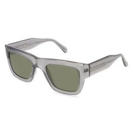 Fielmann MC 633 SUN FA RAVEN | Unisex-Sonnenbrille | Fassung: Vollrand, Quadratisch, Propionat, Grau Transparent | Glasfarbe: Gr&uuml;n