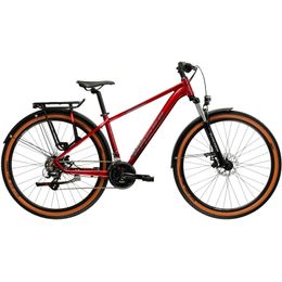 Mountainbike KROSS "Hardtail 27,5" Hexagon X200 rot 21 G&auml;nge mit Beleuchtung 2026" Gr. 43, rot, schwarz, Fahrr&auml;der, 43cm, 27,5+ Zoll (69,85cm) hinten: 27,5+ Zoll (69,85cm), Rahmen aus Aluminium Performance