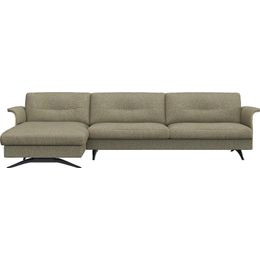 Ecksofa FLEXLUX "Glow, super bequem durch hochwertigem Sitzaufbau mit Federkern, L-Form", gr&uuml;n (fall gr&uuml;n), B:305cm H:81cm T:158cm, 62% Polyester/17%Baumwolle/14%Viscose/7%Leinen, Sofas, Ecksofa, Modernes skandinavisches Design
