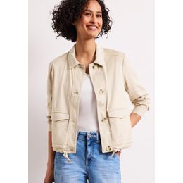Kurzjacke Street One, Damen, Gr. 42, clay sand, Stoff, 90% Polyester, 10% Elasthan, unifarben, comfort fit normal, V-Ausschnitt, Manschette, Jacken Kurzjacke, in Velours-Optik