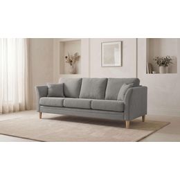 3-Sitzer Home Affaire "Arellano, Breite 217 cm", light grau, B:217cm H:87cm T:86cm, Sofas, klassisches Design, 2 Zierkissen inklusive, Webstoff fein, Chenille