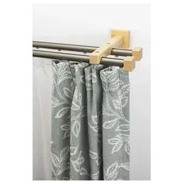 Gardinenschiene Garesa "Cubus, Quad Innenlauf", beige (natur, chromfarben), L:100cm, Gardinenstangen, Gardinenschiene, Innenlauf-Vorhanggarnitur, verl&auml;ngerbar, Holz-Aluminium